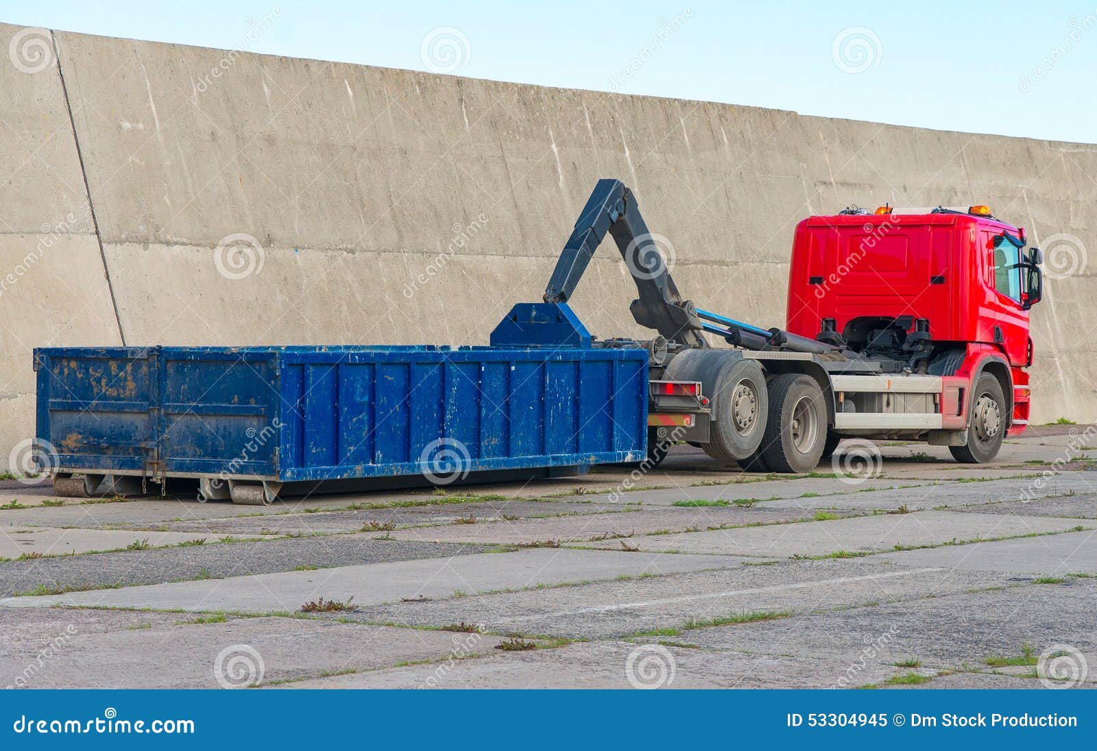 Red truck. stock image. Image of road, industry, dump - 53304945