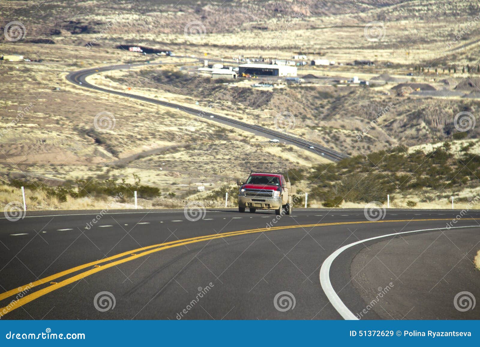 Red Truck Running on the Road Stock Image - Image of asphalt, nature ...