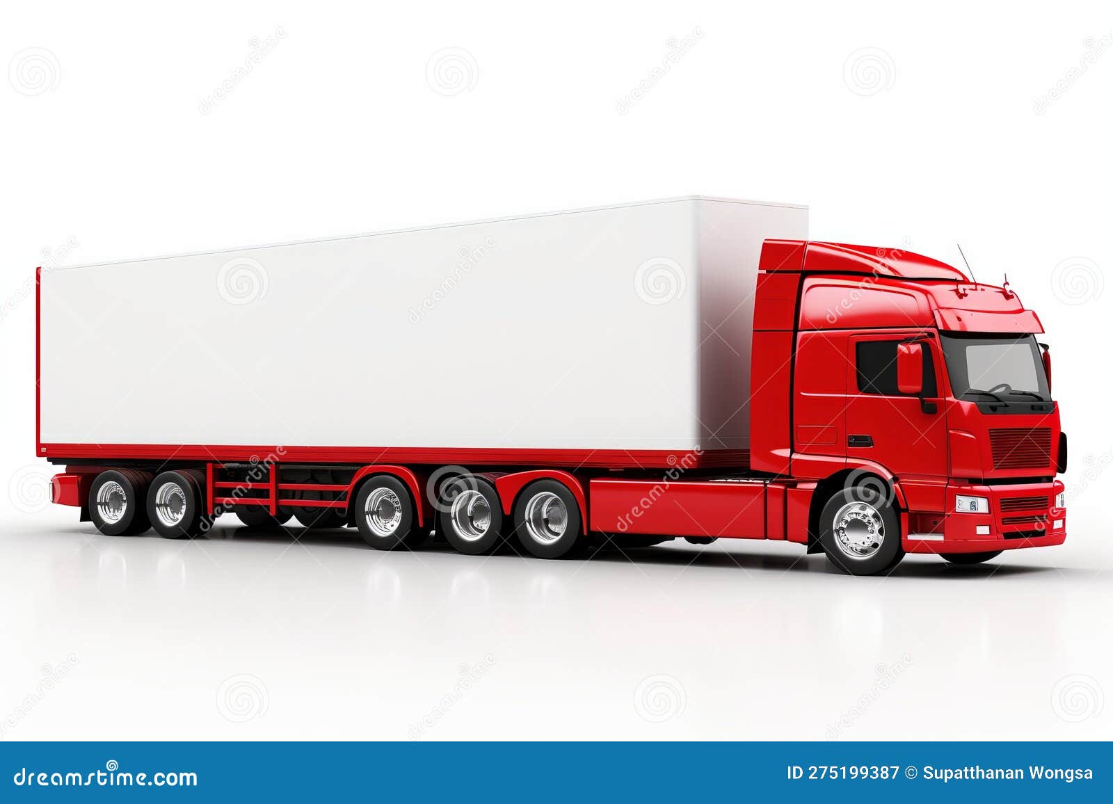 Red Truck White Lorry with Trailer Withe Stock Illustration ...