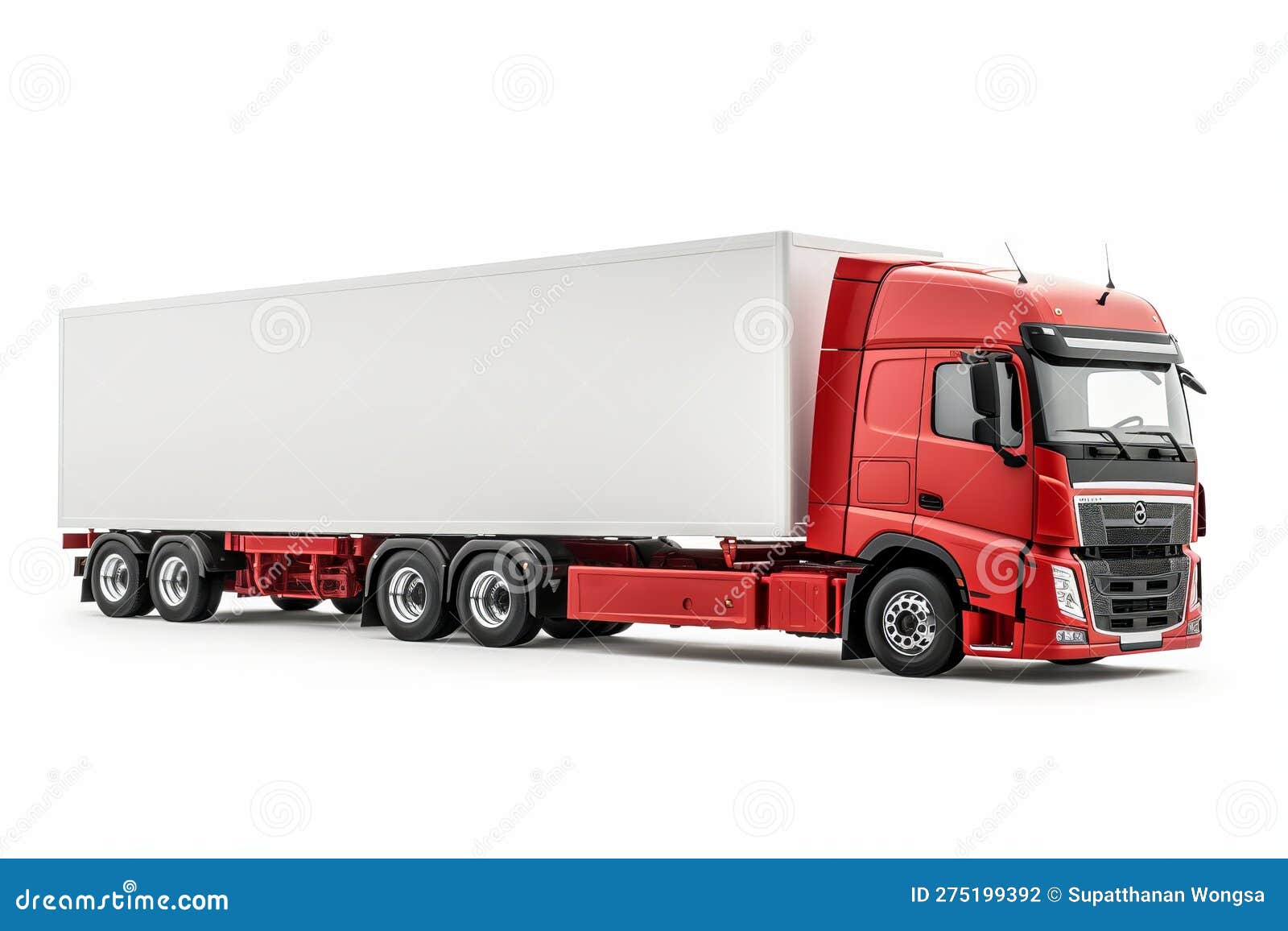 Red Truck White Lorry with Trailer Withe Stock Illustration ...