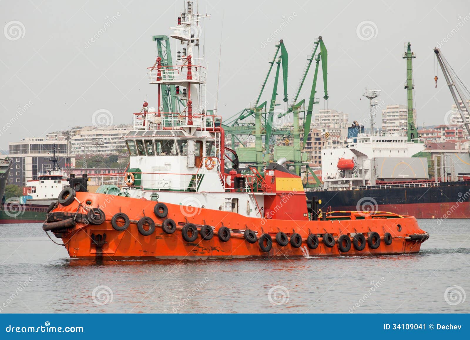 Red tug boat stock image. Image of metal, ship, navigate - 34109041