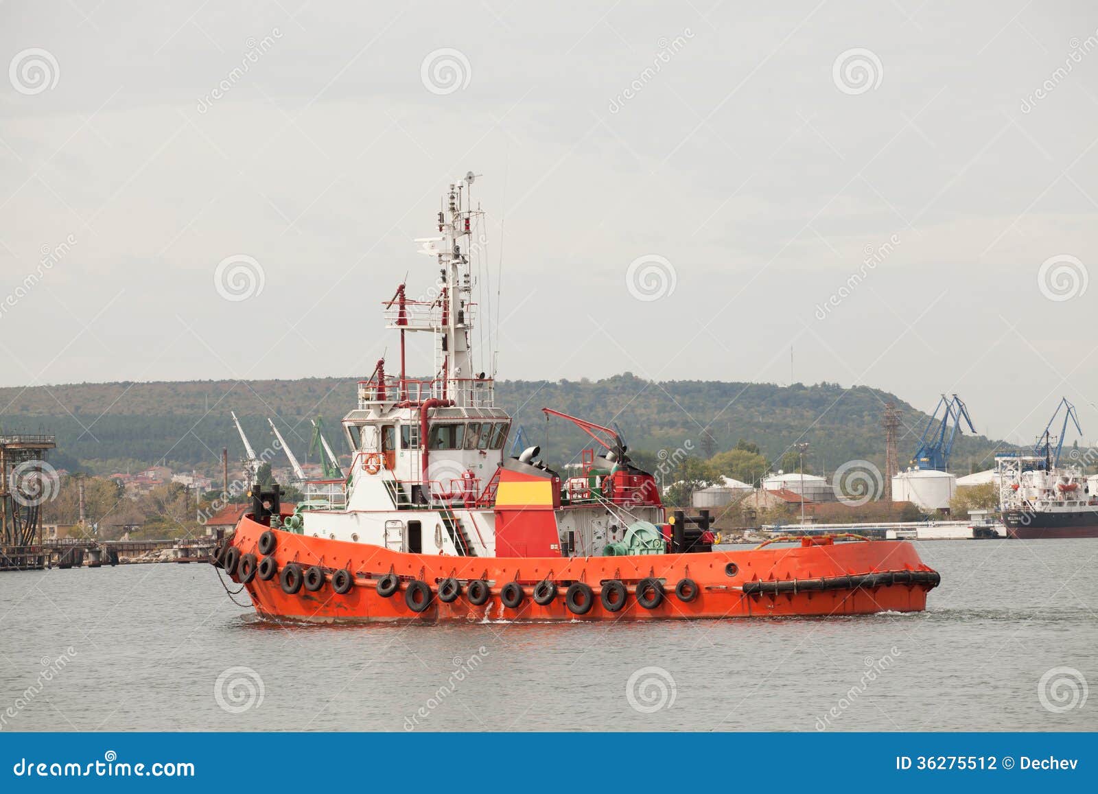 Red tug boat stock photo. Image of industry, bulk, freight - 36275512