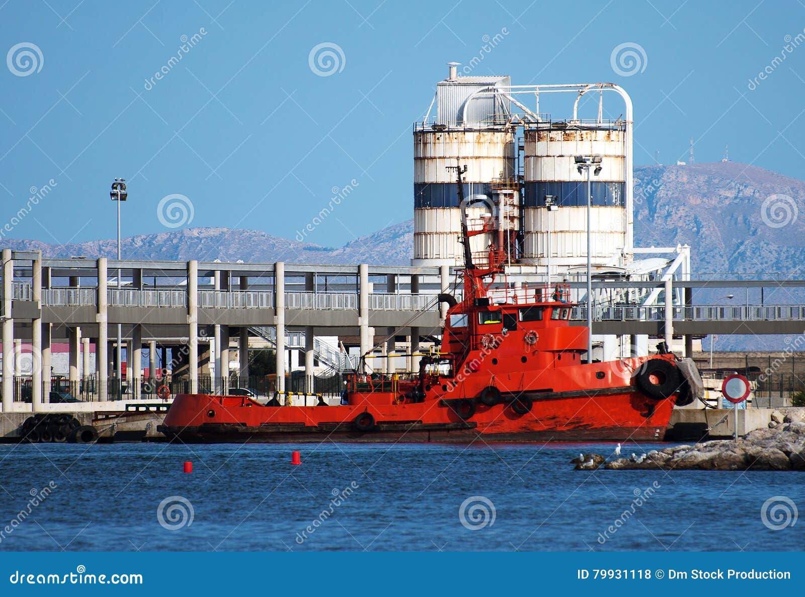 Red tugboat. stock photo. Image of harbor, shipyard, carrier - 79931118