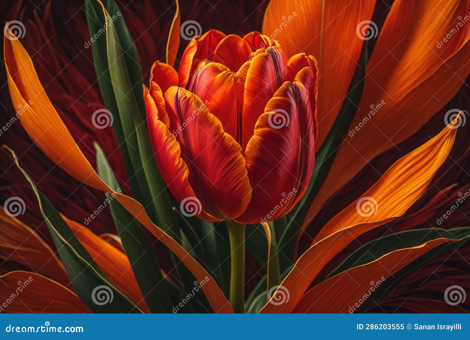 Red Tulip on a Dark Background. Close-up Stock Image - Image of ...