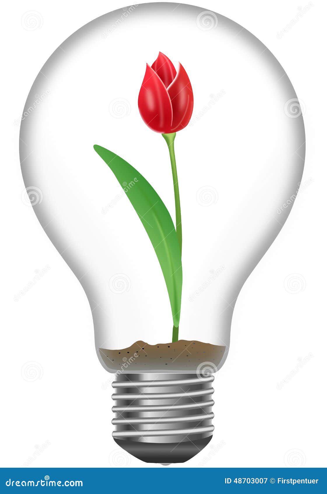 Red Tulip in the Light Bulb Stock Illustration - Illustration of bulb ...