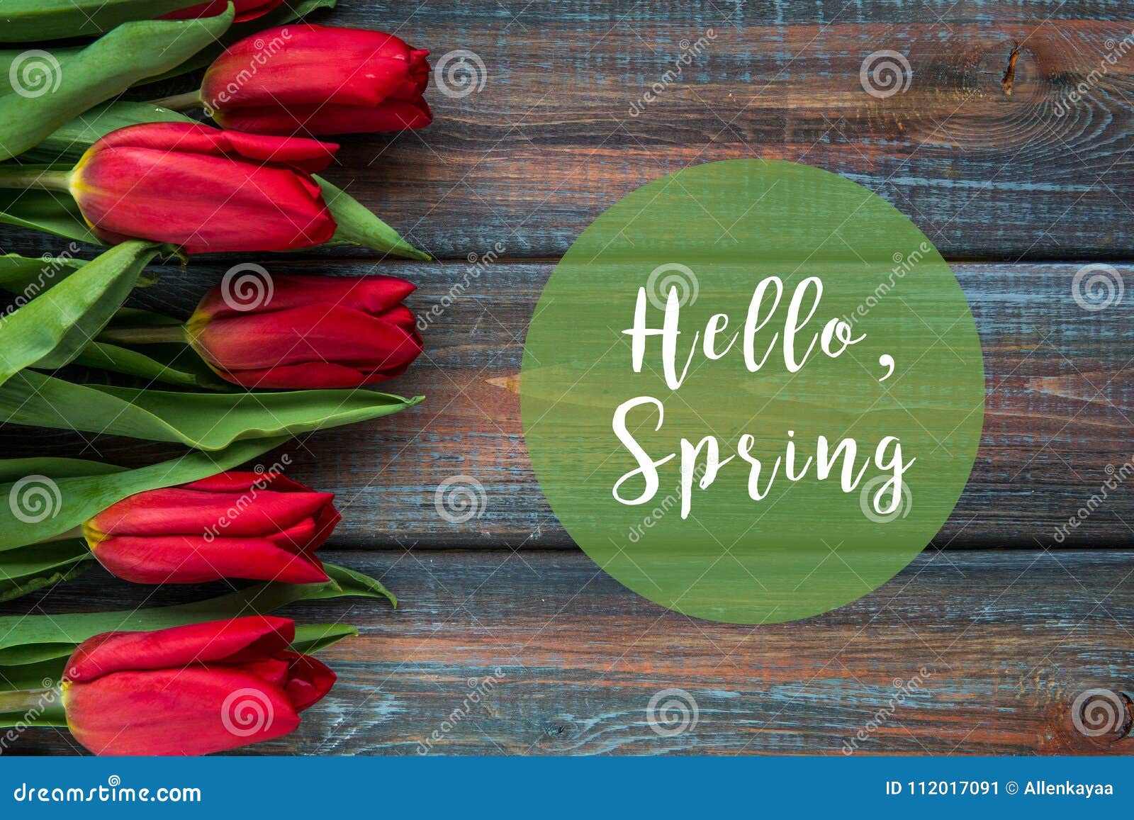 Red Tulips Top View with Springtime Text Stock Image - Image of ...