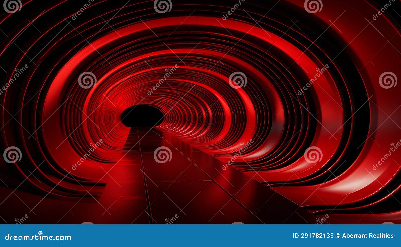 A Red Tunnel with a Black Floor and Red Walls Stock Illustration ...
