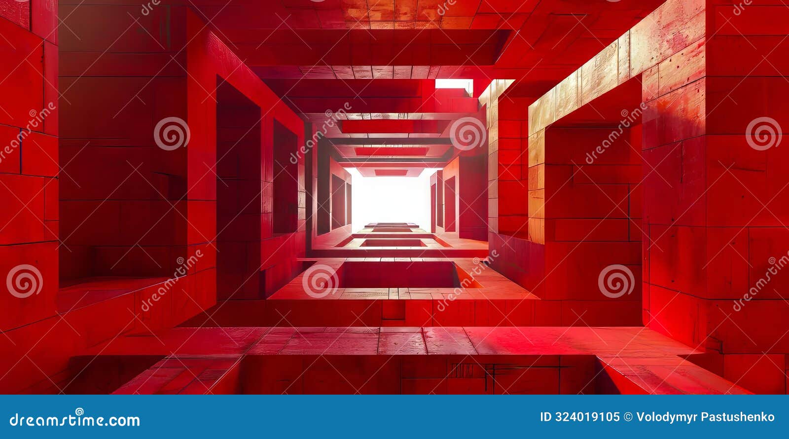 A Red Tunnel with Light Shining through Stock Image - Image of ceiling, generated: 324019105
