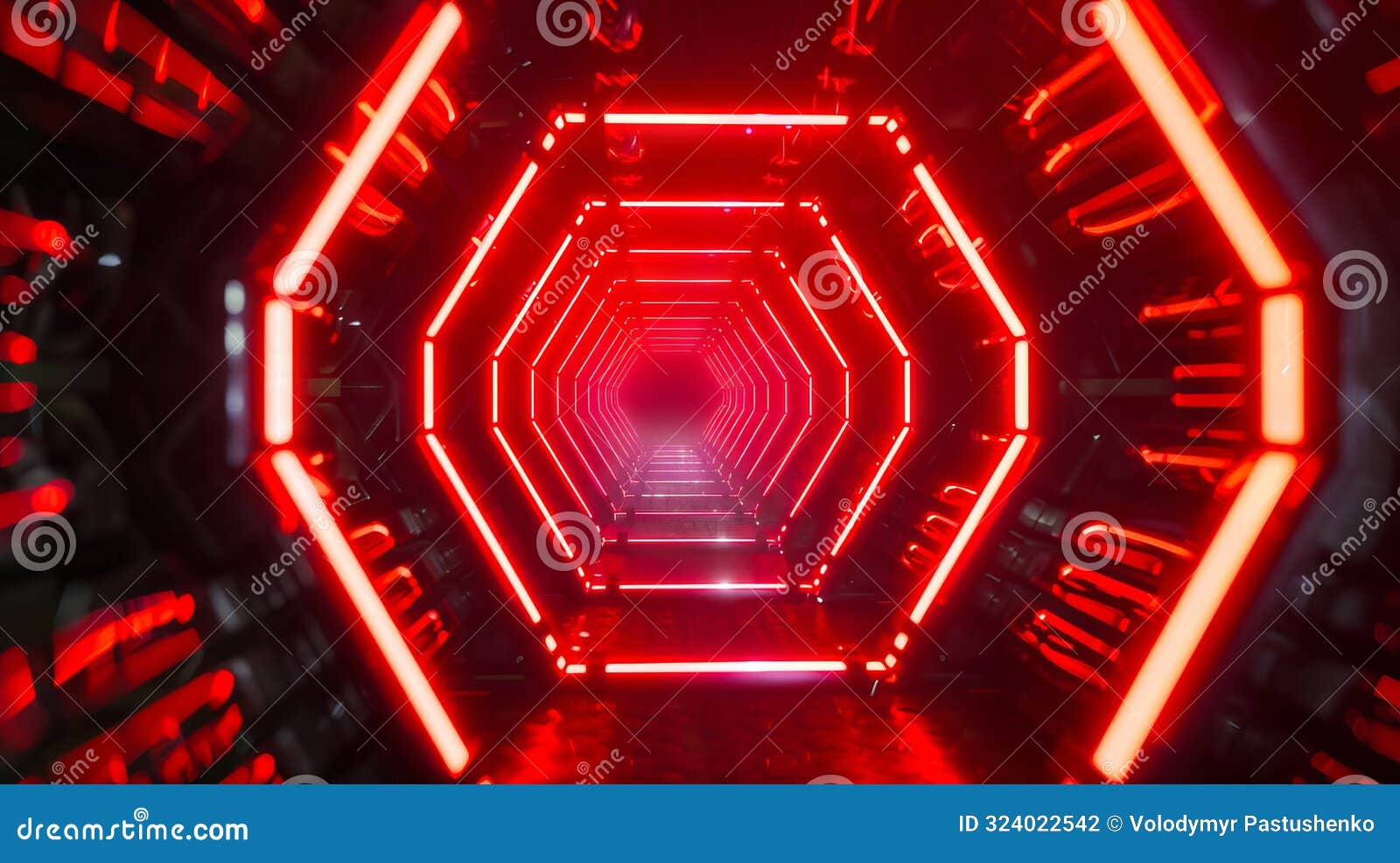 A Red Tunnel with Lights in the Background Stock Photo - Image of ...