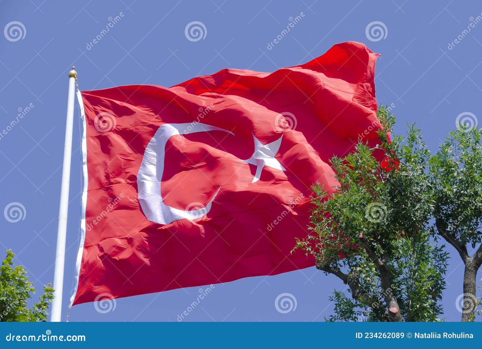 Red Turkey Flag on the Wind Stock Image - Image of flag, cloud: 234262089