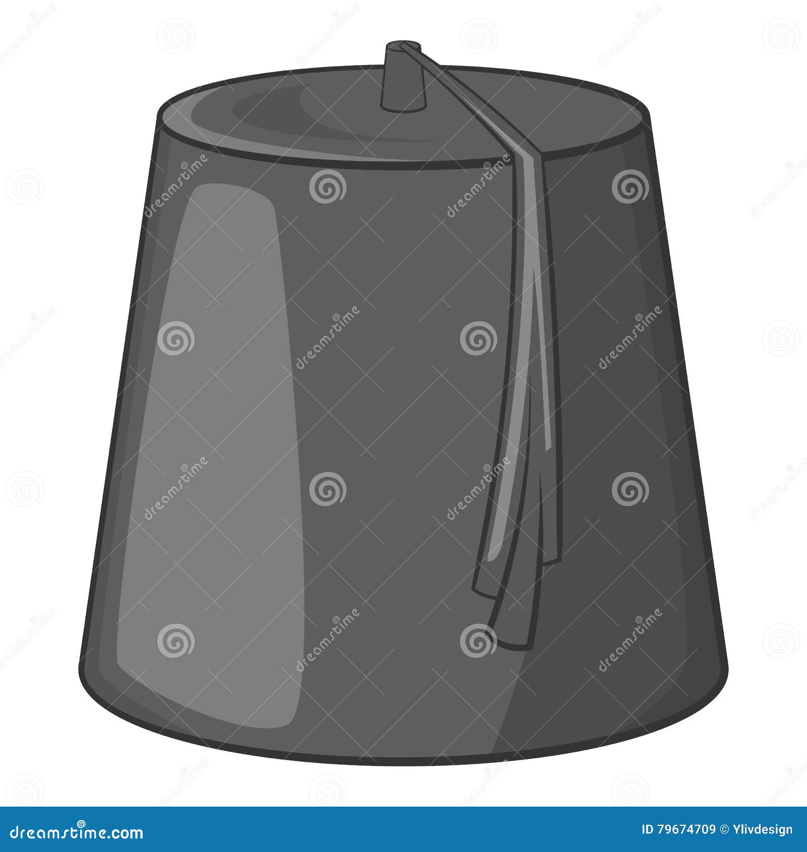 Red Turkish Fez Icon, Gray Monochrome Style Stock Vector - Illustration ...