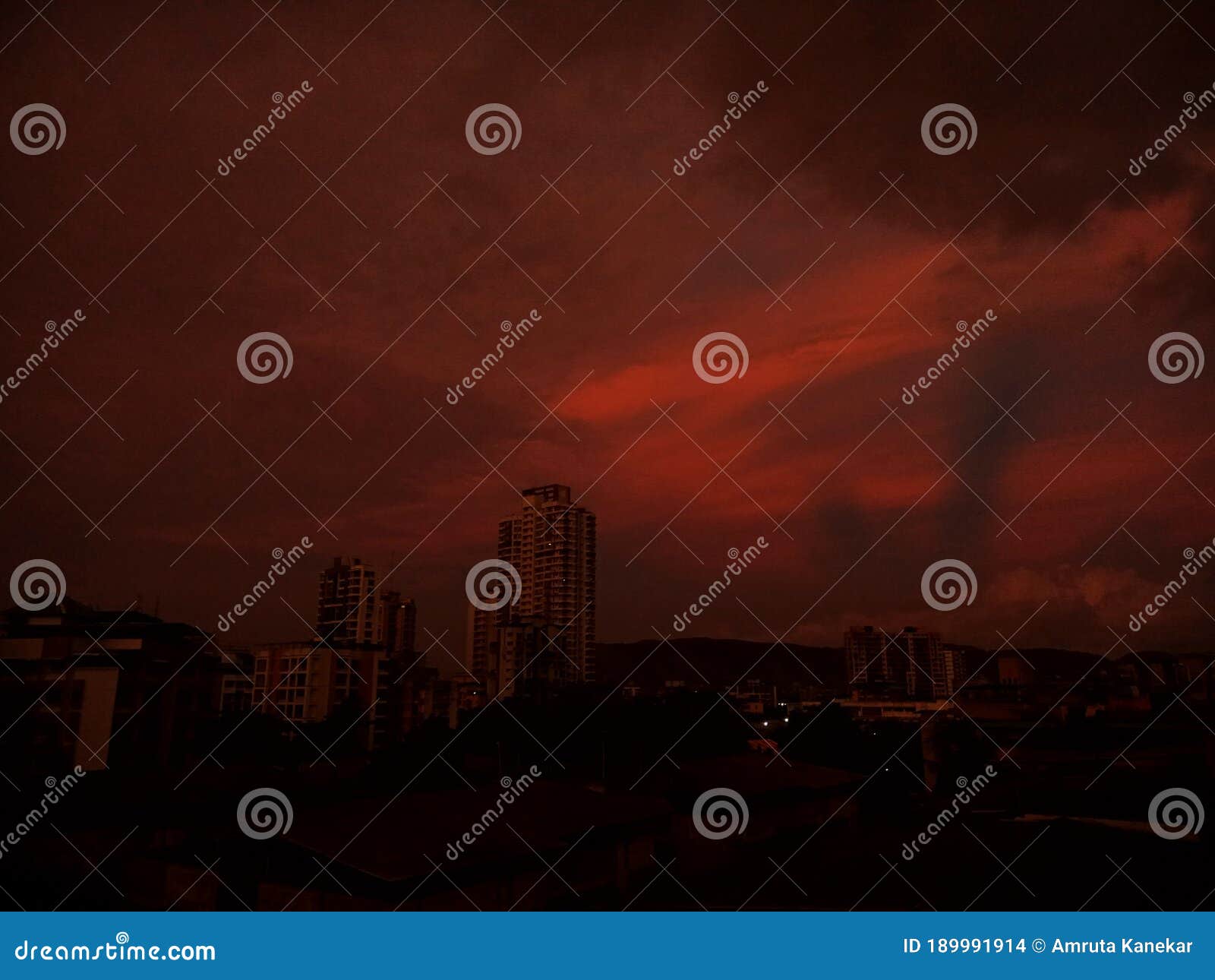 Red Twilight in the Evening in July Stock Photo - Image of july, nature ...