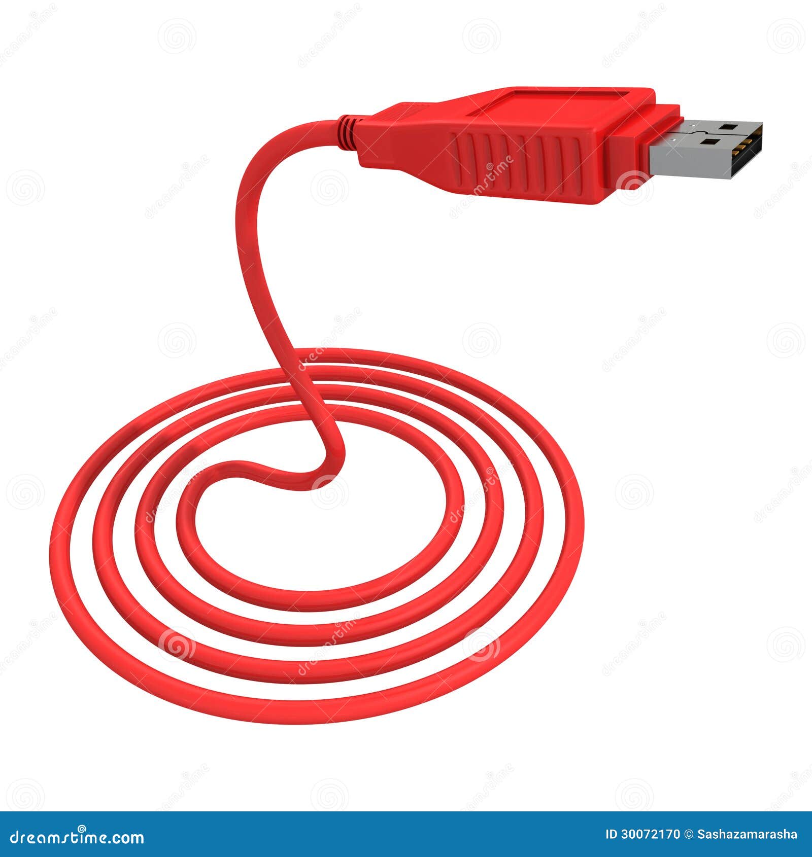 Red Twisted USB Cable on White Stock Illustration - Illustration of ...