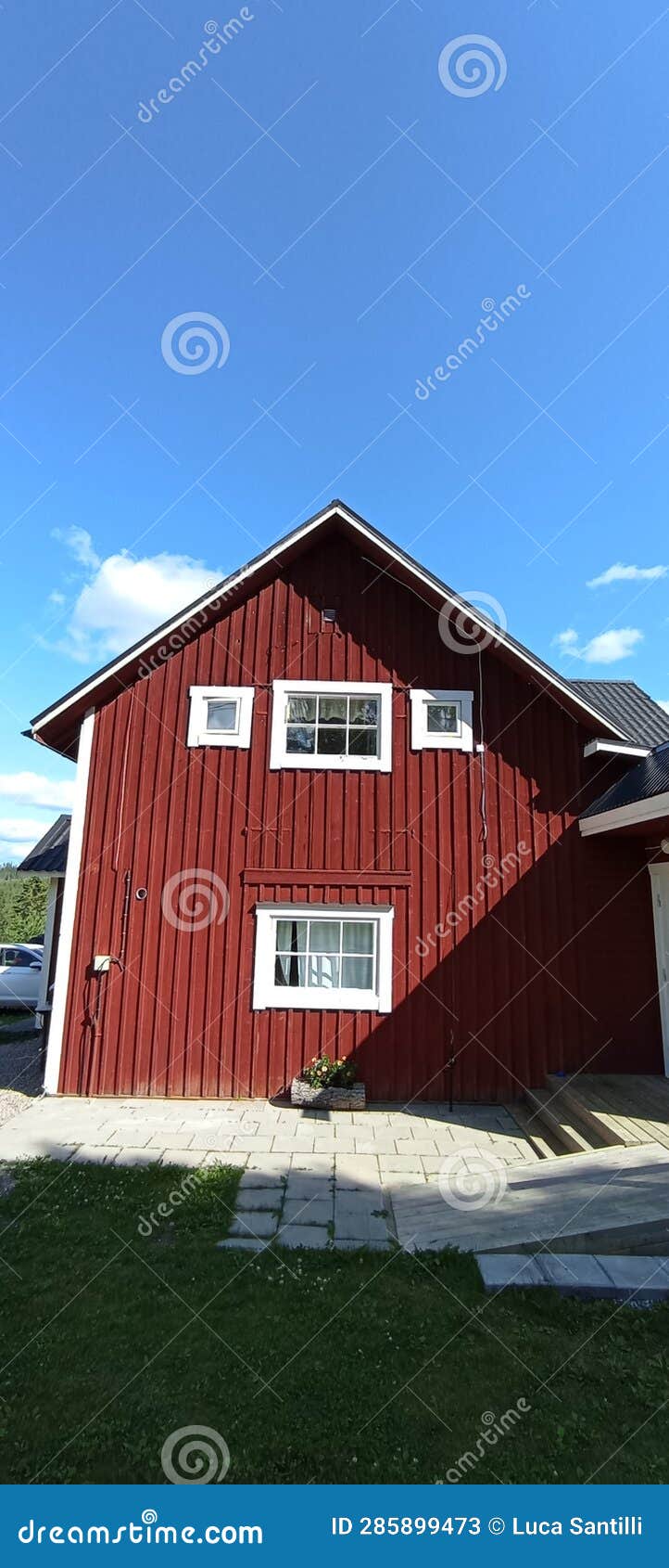 Red Typical Swedish Cottage Stock Image - Image of exterior ...