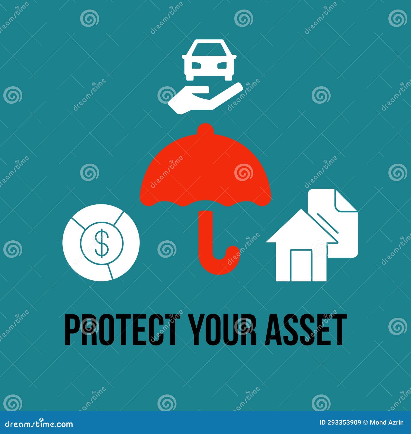 Red Umbrella Covered Asset with Text PROTECT YOUR ASSET. Stock ...