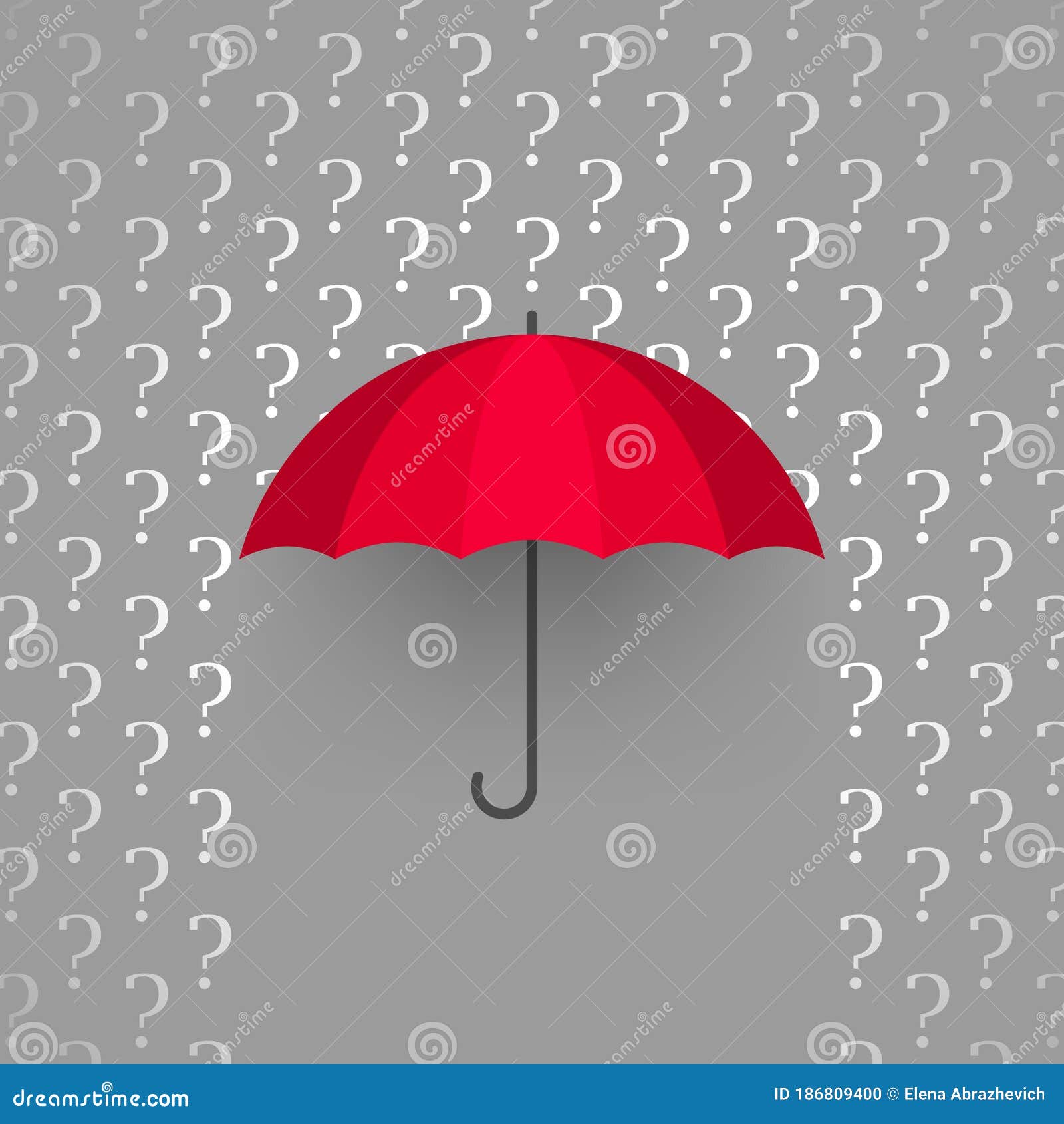 Red Umbrella and Rain of White Question Marks Stock Vector ...