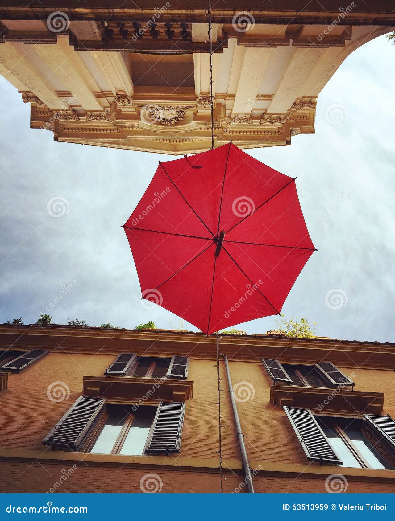 Red umbrella stock image. Image of rome, windows, italy - 63513959