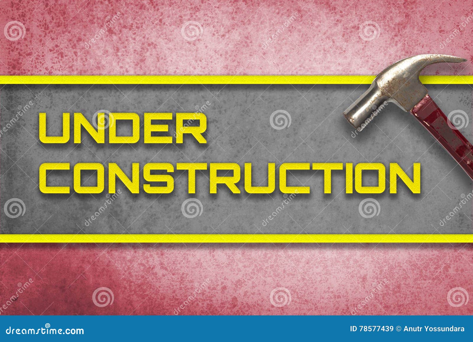 Red Under Construction Hammer Banner Website Stock Image - Image of ...