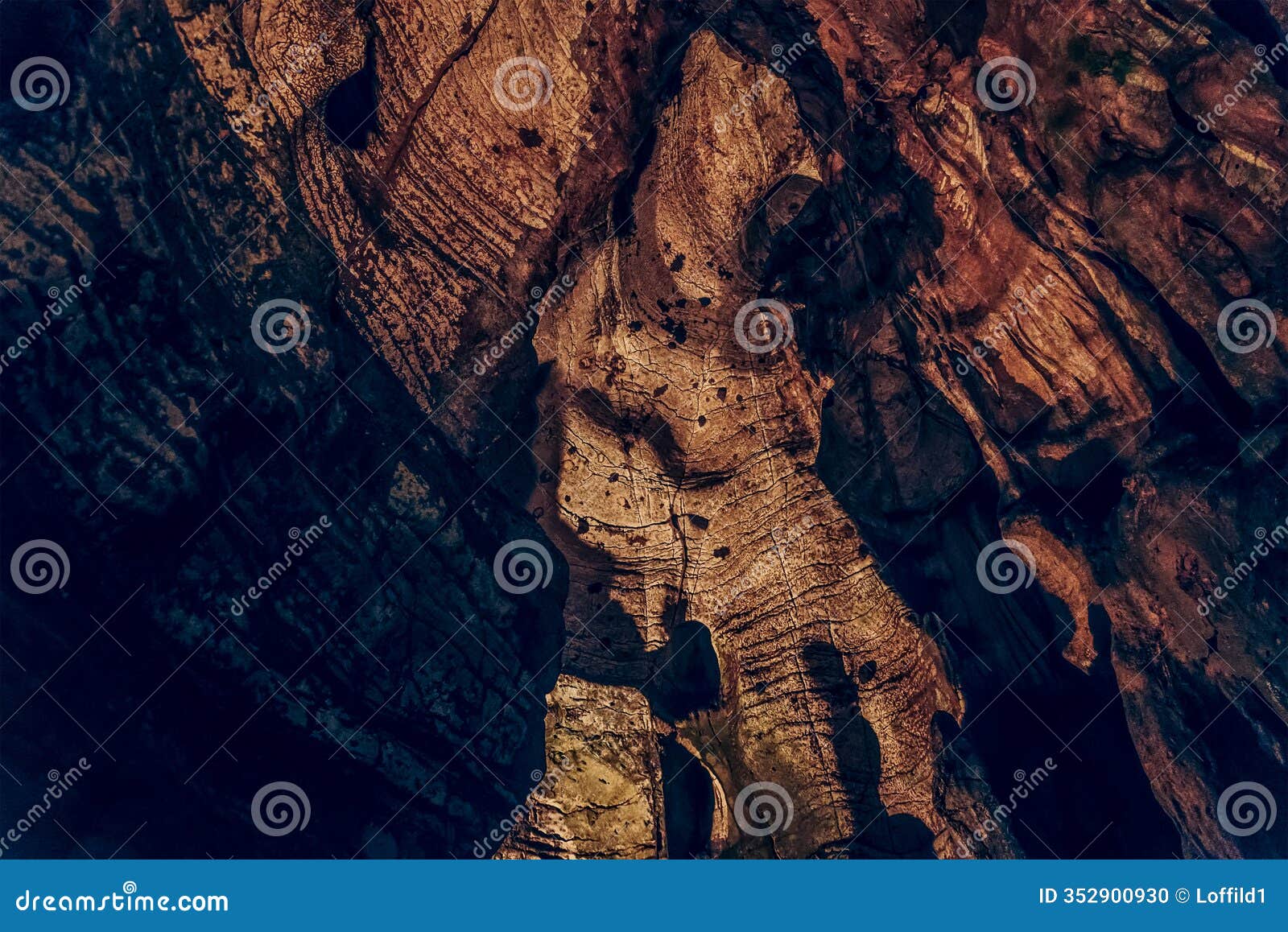 Red Underground Cave, Corridor Ceiling in Hole of Mountain Stock Photo ...