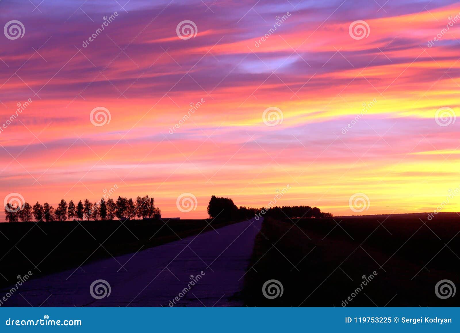 Red dawn over the field stock image. Image of nature - 119753225