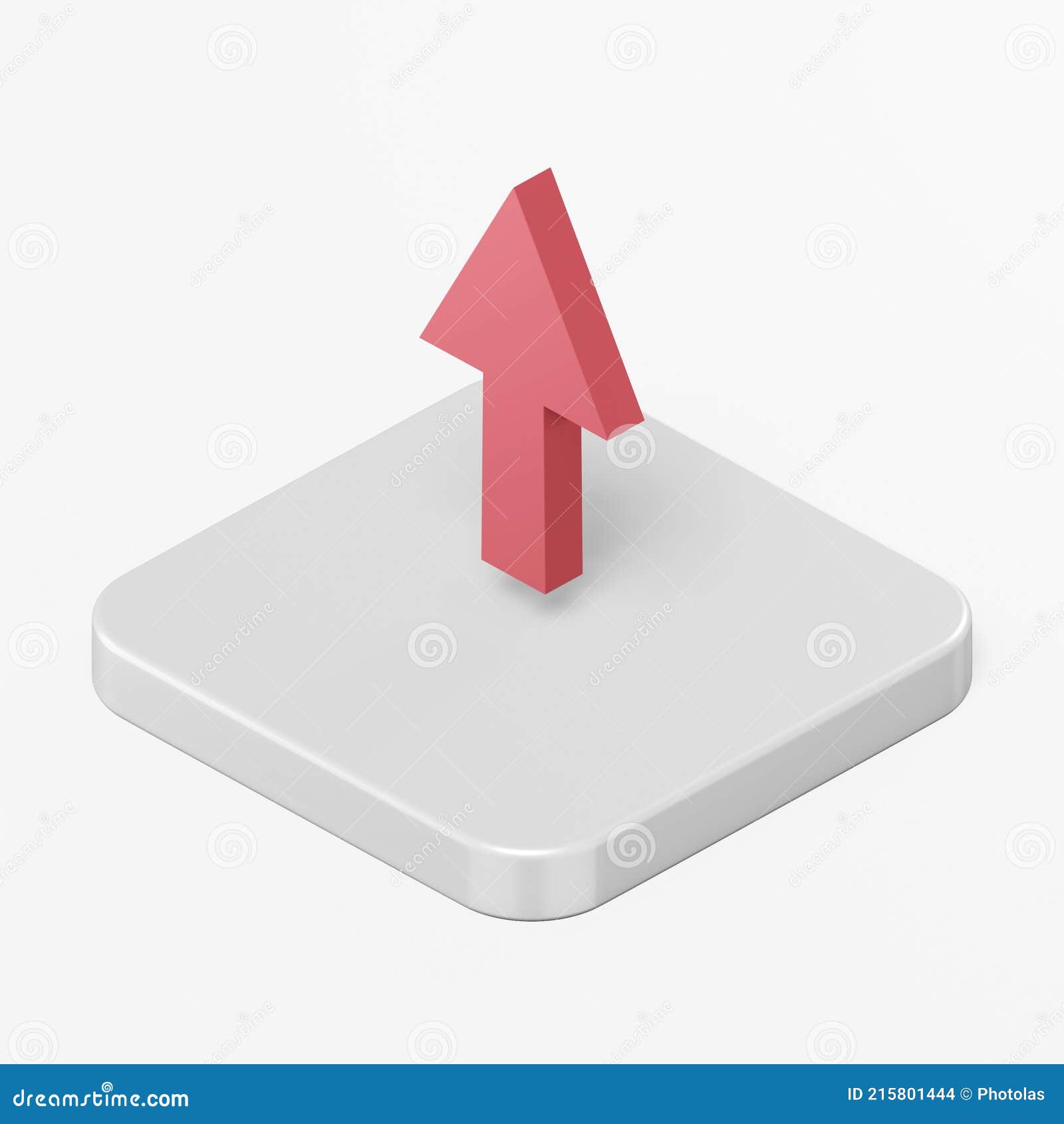 Red Up Arrow Icon 3d Rendering Square Button Key Isometric View Interface Ui Ux Element Stock
