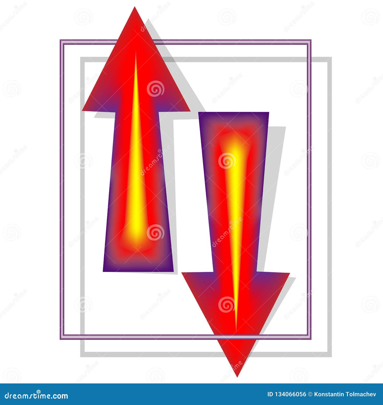 Red Up and Down Arrows in a Frame with Shadows, Gradients Stock Vector ...