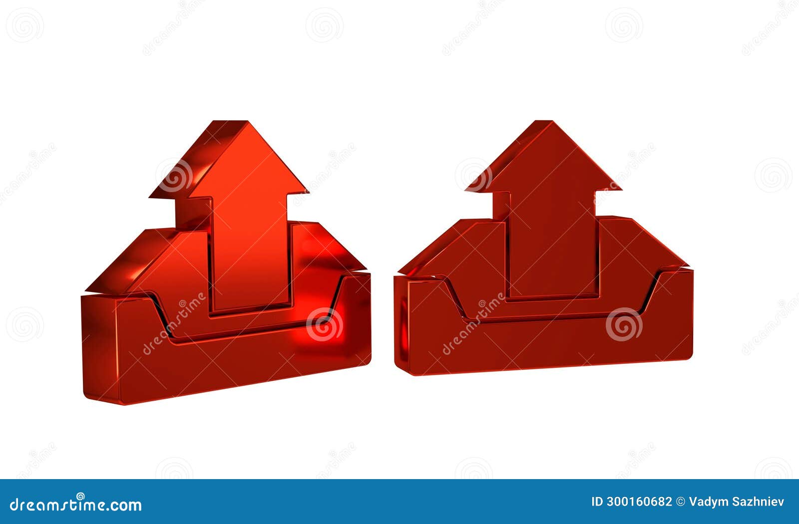 Red Upload Inbox Icon Isolated on Transparent Background. Stock ...