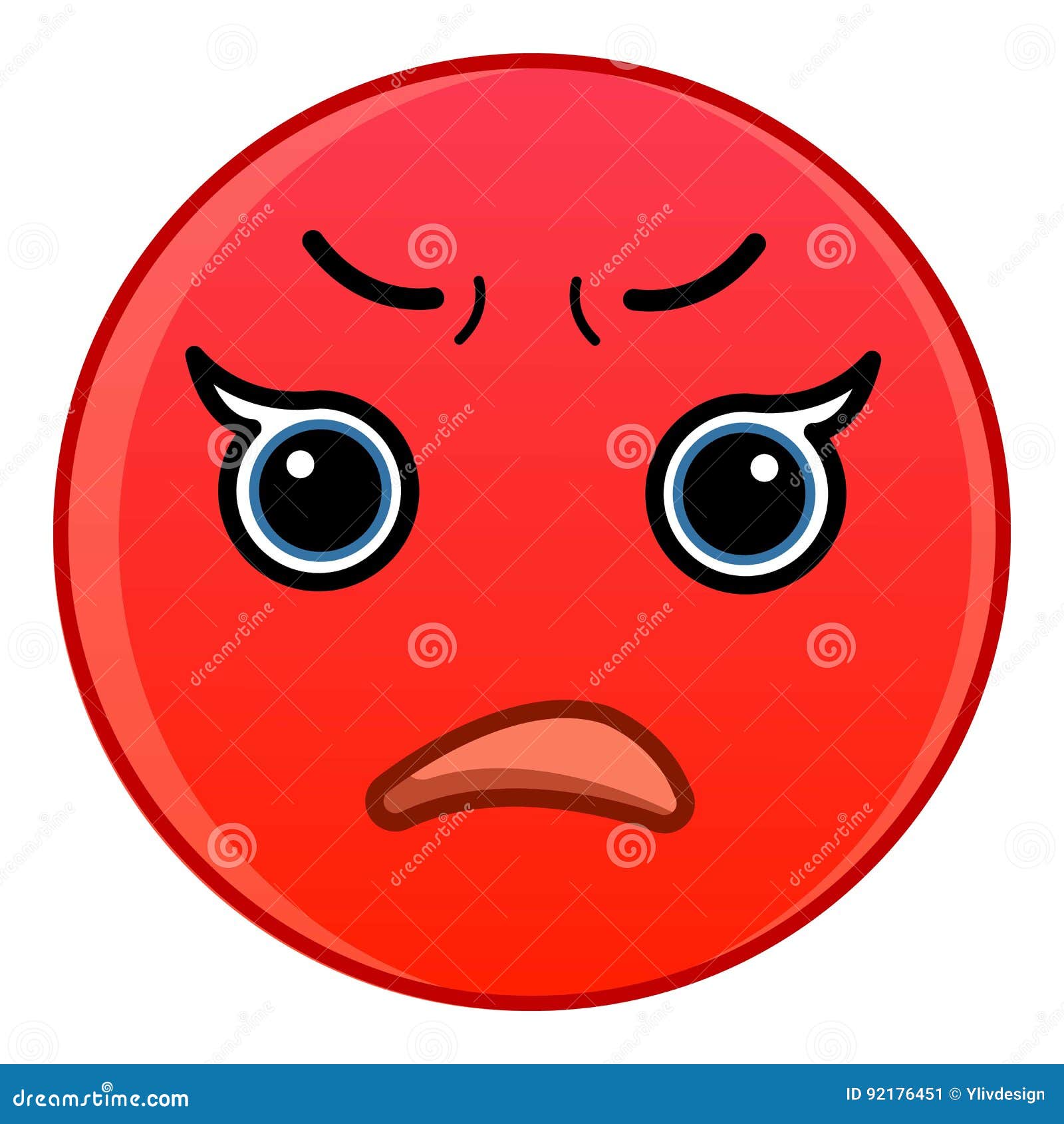 Red Upset Emoticon Icon, Cartoon Style Stock Vector - Illustration of ...