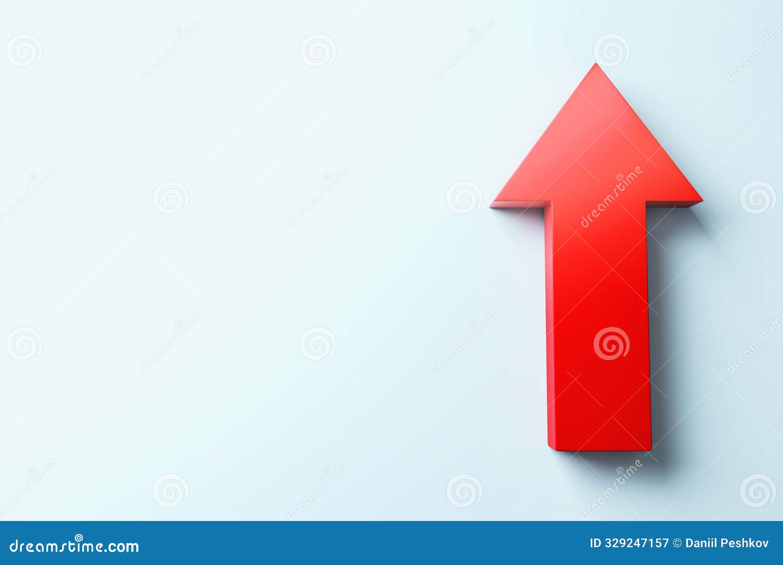 Red Upward Arrow on Light Blue Background. 3D Rendering Stock ...