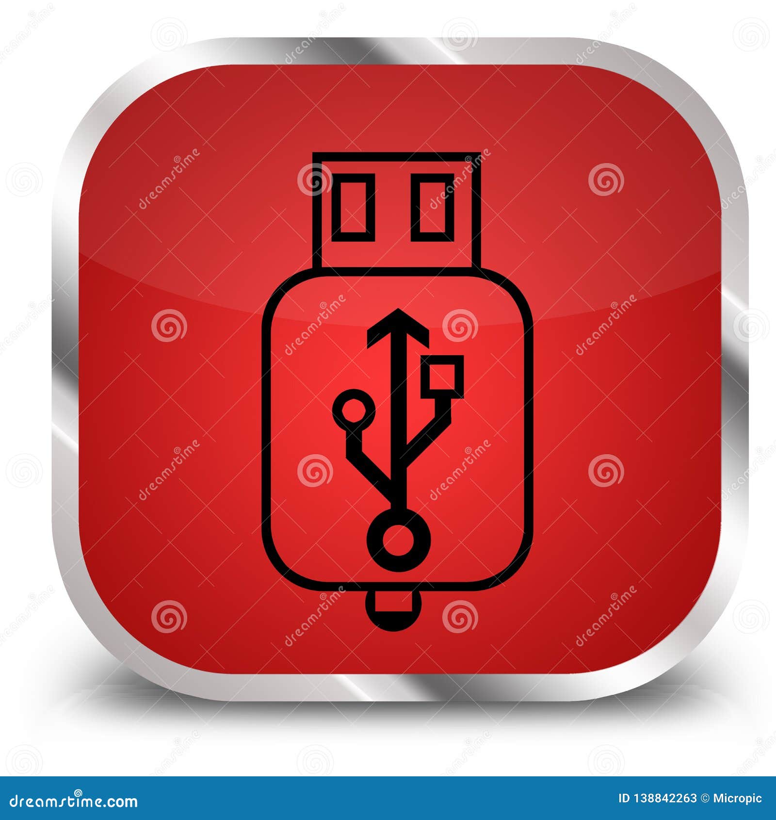 Red Usb Button icon Symbol stock illustration. Illustration of button ...
