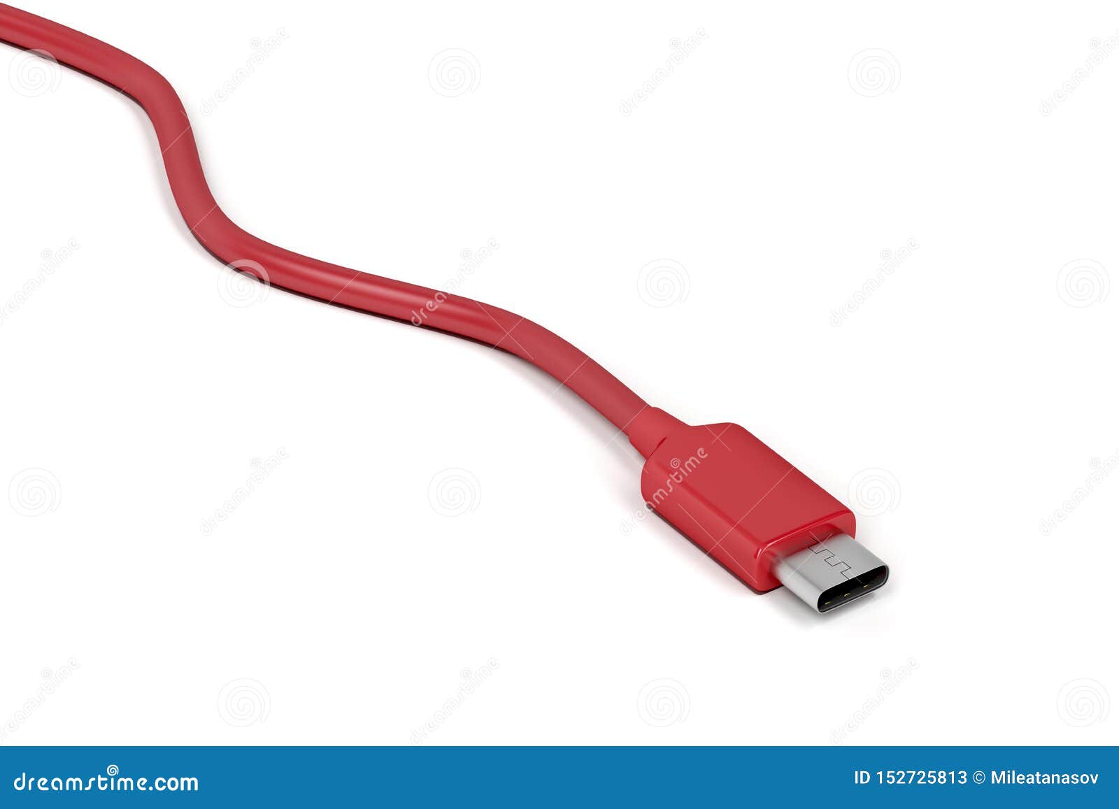 Red USB-C cable stock illustration. Illustration of isolated - 152725813