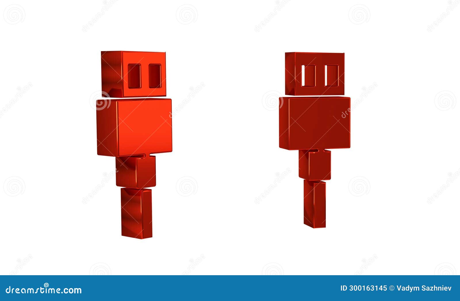 Red USB Cable Cord Icon Isolated on Transparent Background. Connectors ...