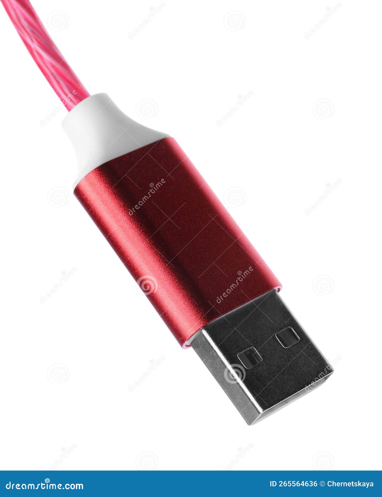Red USB Cable Isolated on White. Modern Technology Stock Photo - Image ...