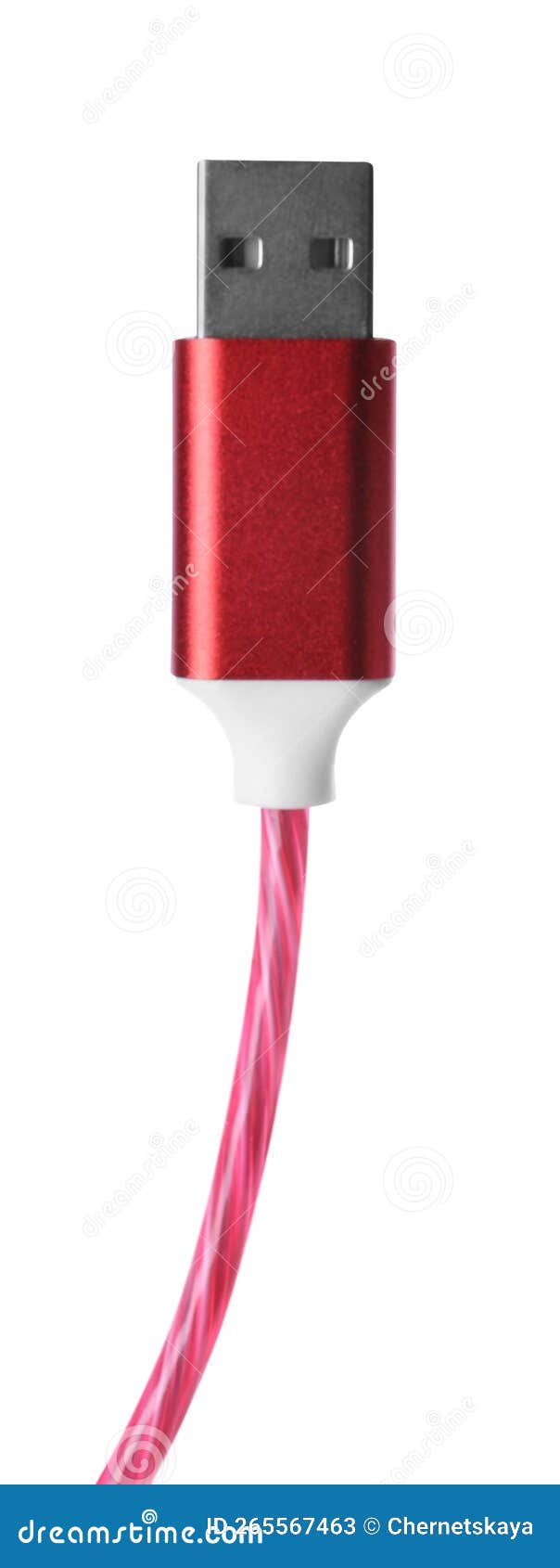 Red USB Cable Isolated on White. Modern Technology Stock Image - Image ...
