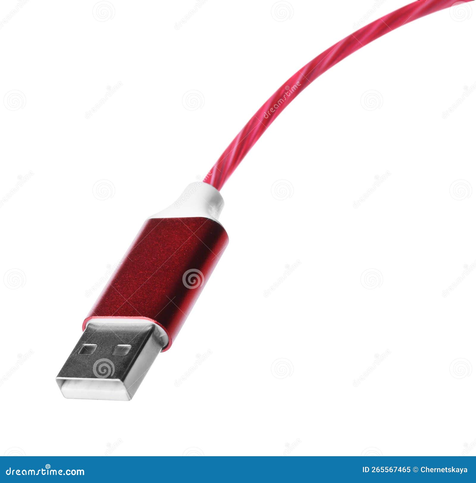 Red USB Cable Isolated on White. Modern Technology Stock Image - Image ...