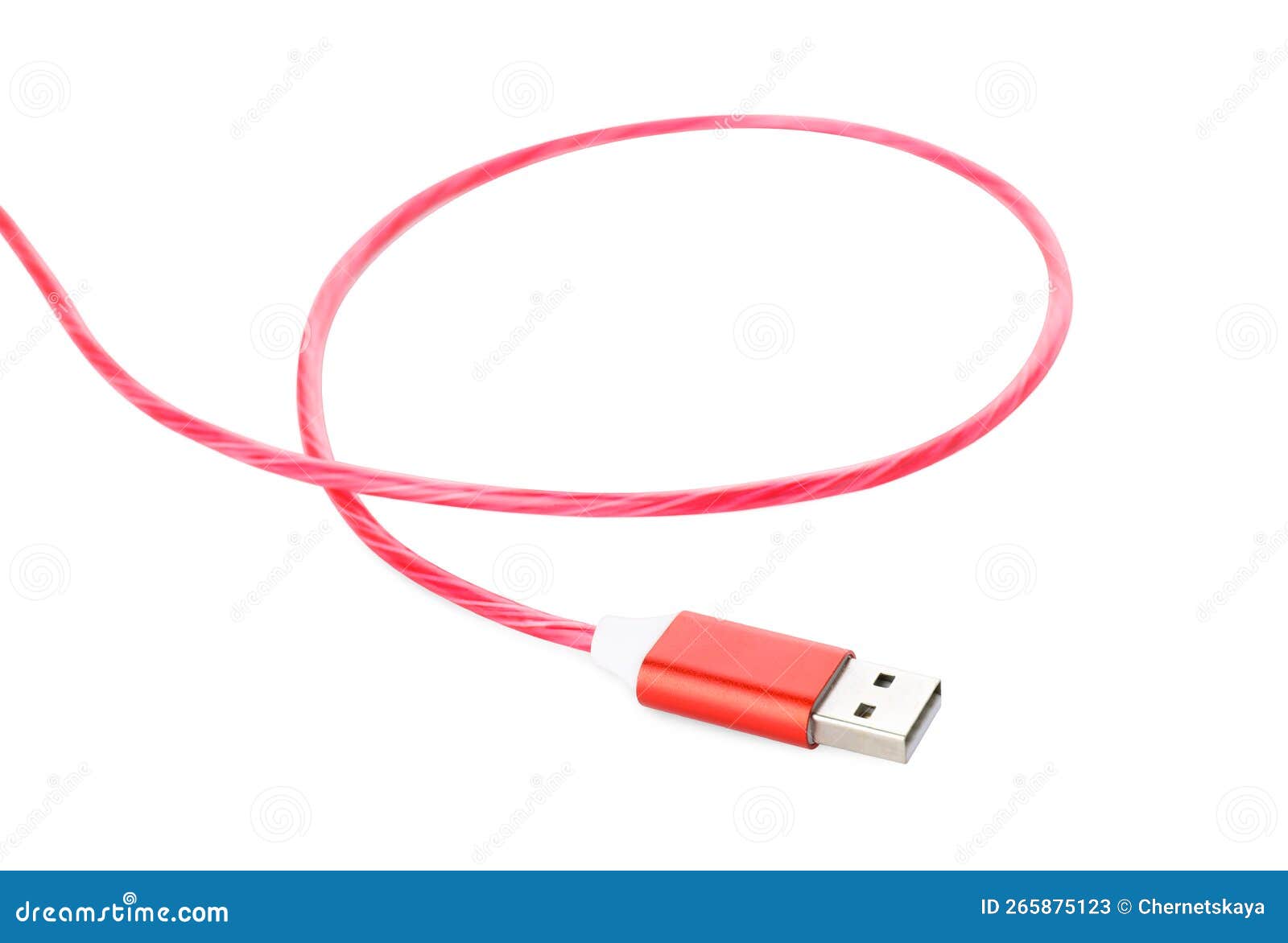 Red USB Cable Isolated on White. Modern Technology Stock Image - Image ...