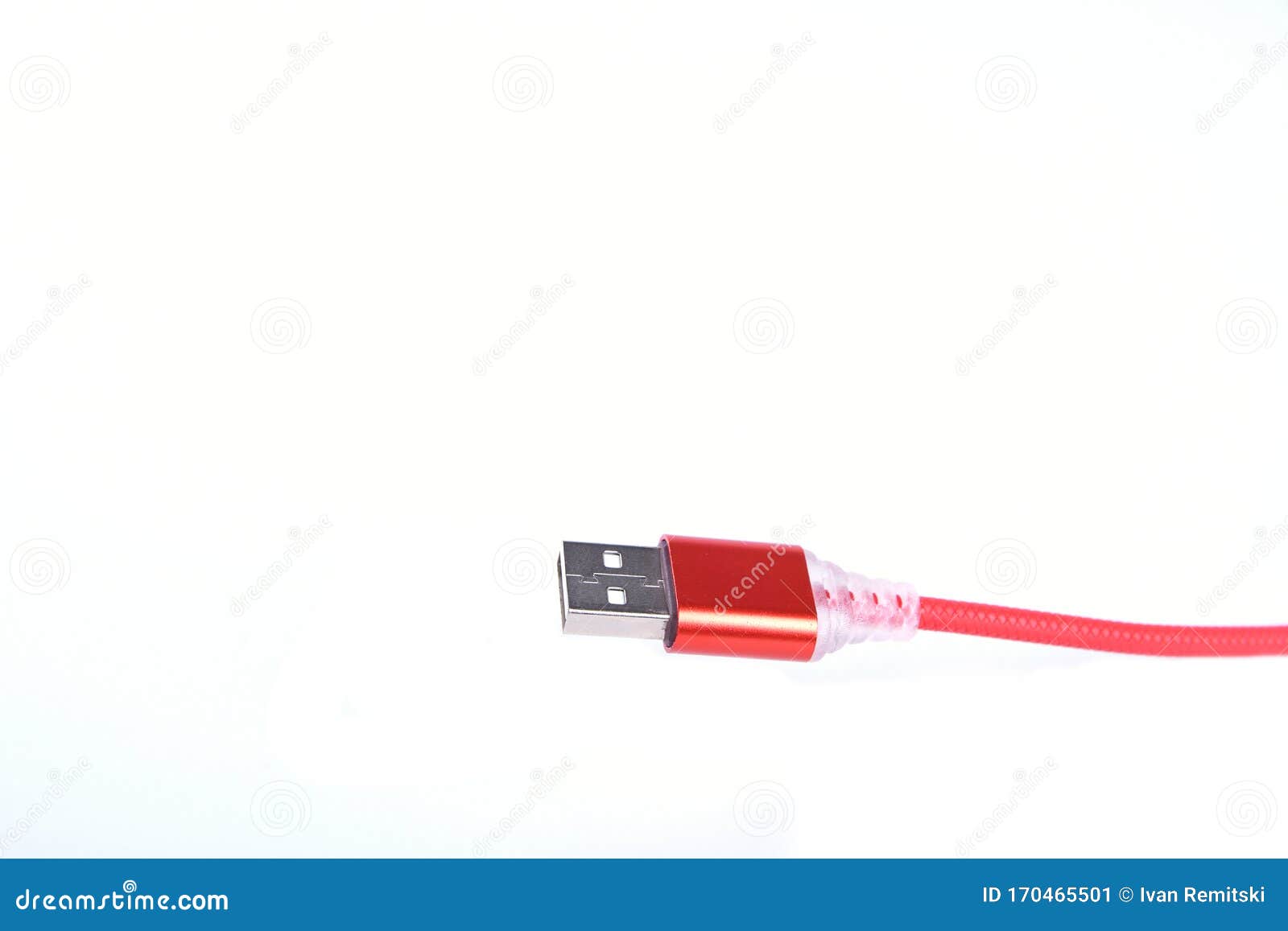 Red USB Cable for Smartphone Charge Isolated on White Background Stock ...