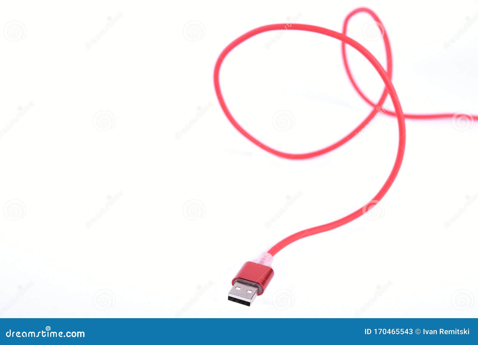 Red USB Cable for Smartphone Charge Isolated on White Background Stock ...