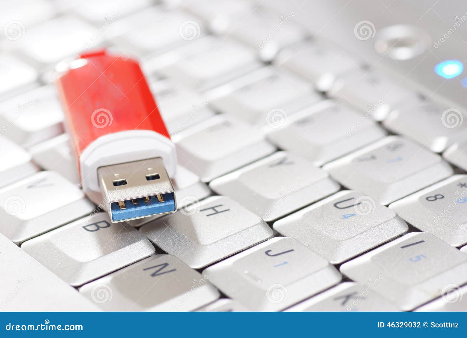 Red USB Flash Drive on a Computer Keyboard Stock Photo - Image of ...