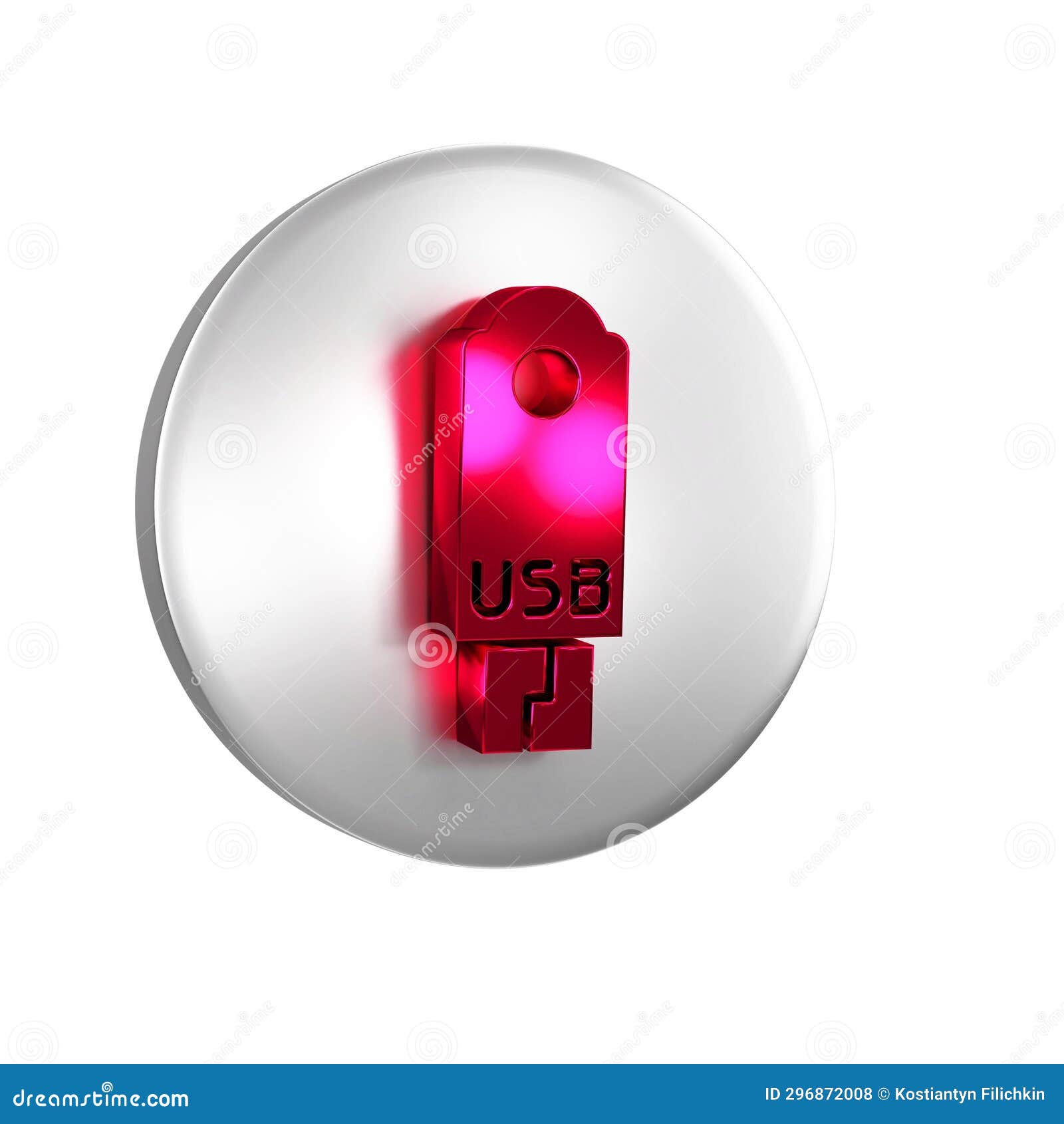 Red USB Flash Drive Icon Isolated on Transparent Background. Silver ...