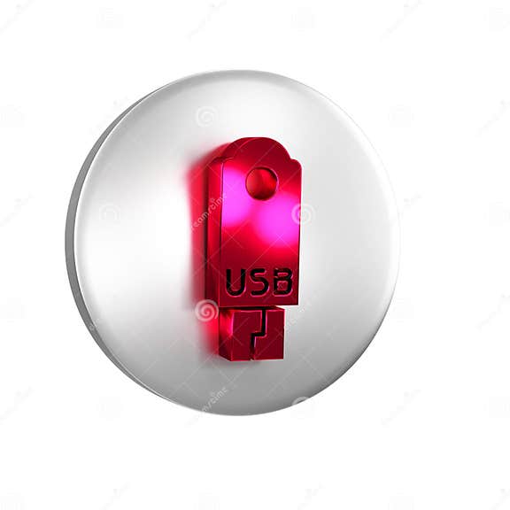 Red USB Flash Drive Icon Isolated on Transparent Background. Silver ...
