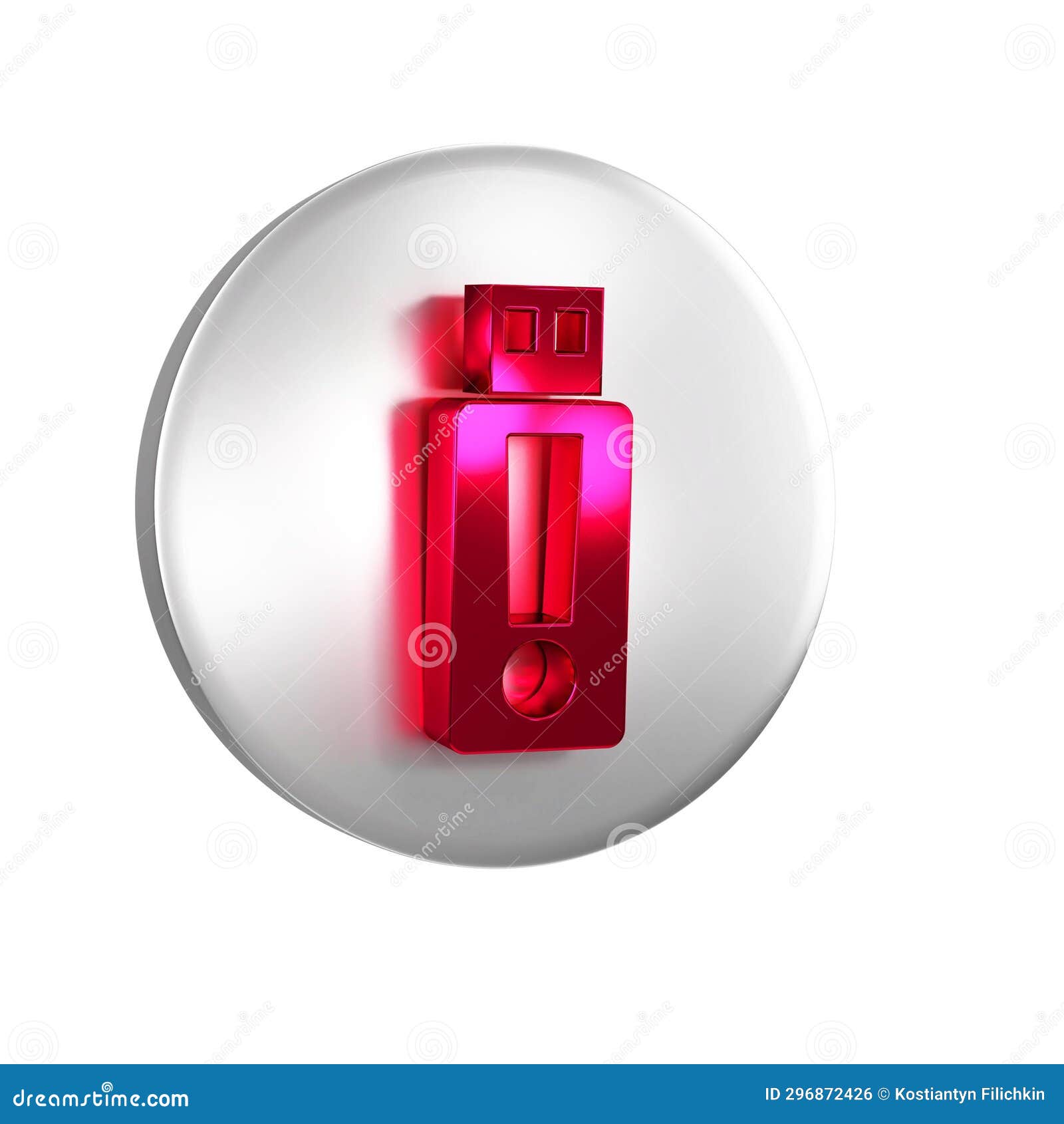 Red USB Flash Drive Icon Isolated on Transparent Background. Silver ...