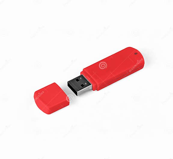 Red Usb Flash Drive on a White Background. Stock Image - Image of ...