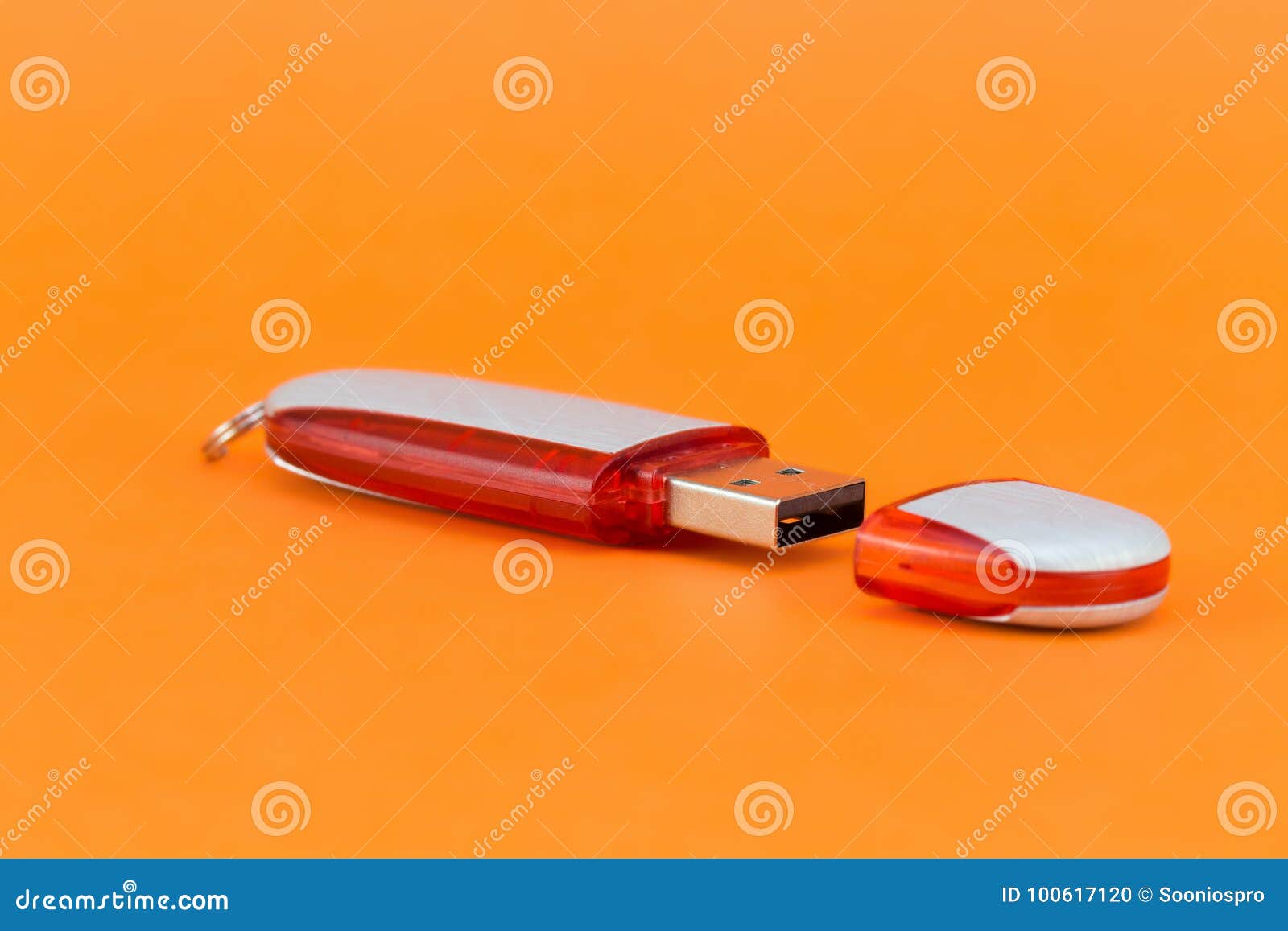 Red USB Flash Memory on a Orange Background Stock Photo - Image of ...