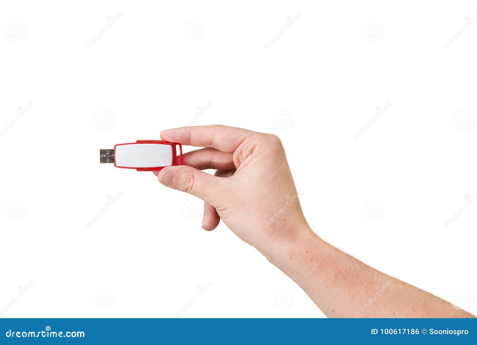 Red USB Memory Stick on Hand with White Background Stock Photo - Image ...
