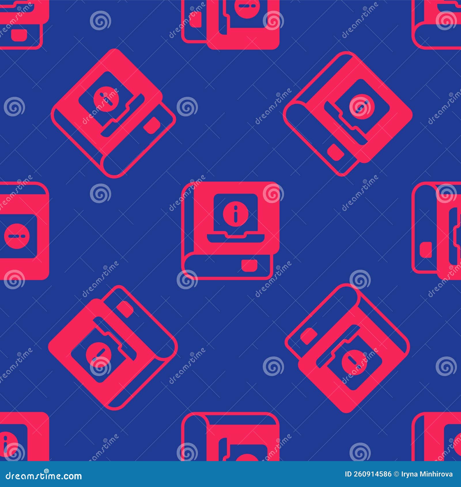 Red User Manual Icon Isolated Seamless Pattern on Blue Background. User ...