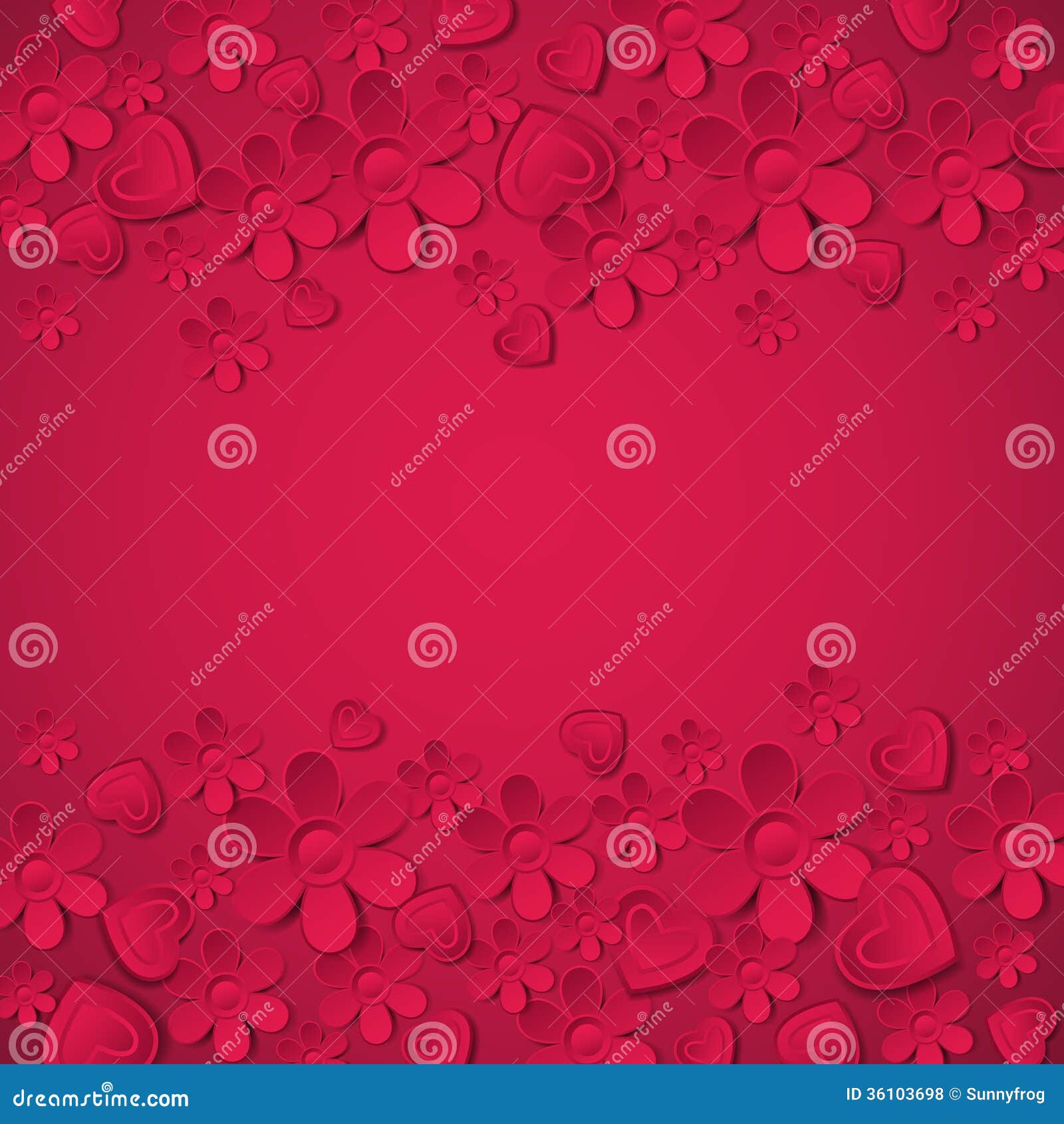 Red Valentine Background with Many Flowers, Vecto Stock Vector ...