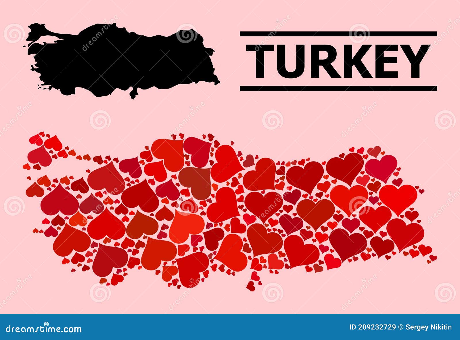 Red Valentine Collage Map of Turkey Stock Vector - Illustration of ...
