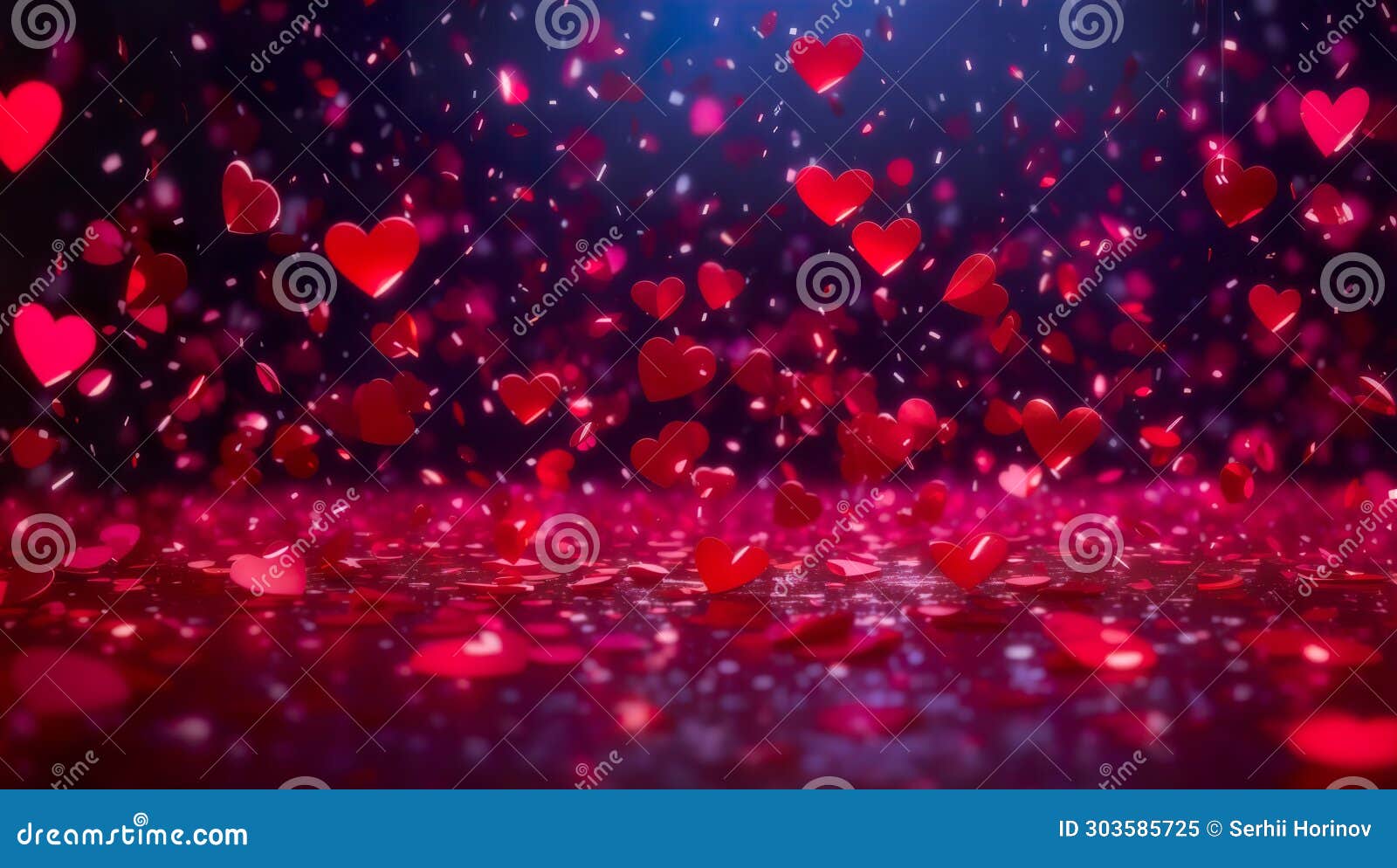 Red Valentines Day Hearts Raining Down Ai Generated Stock Image - Image ...