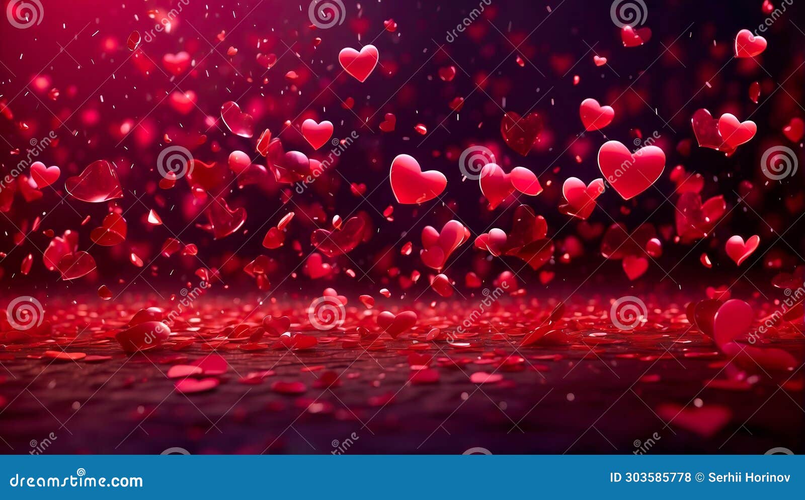 Red Valentines Day Hearts Raining Down Ai Generated Stock Photo - Image ...